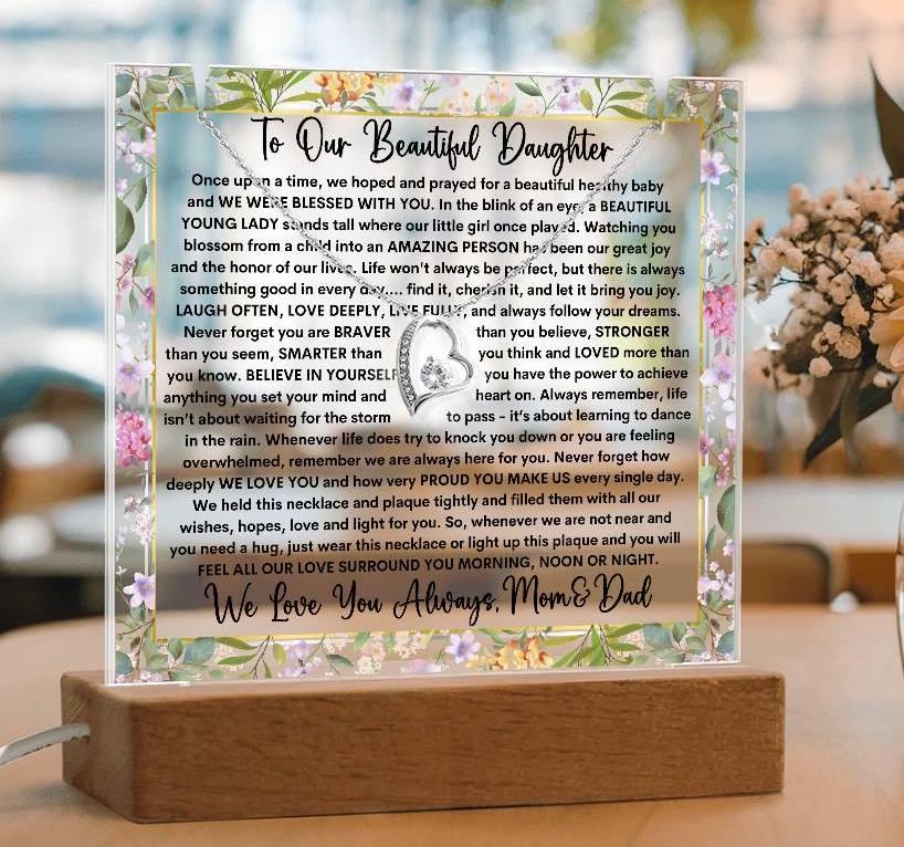 Personalized to Our Daughter Keepsake | Acrylic Plaque With Necklace ...