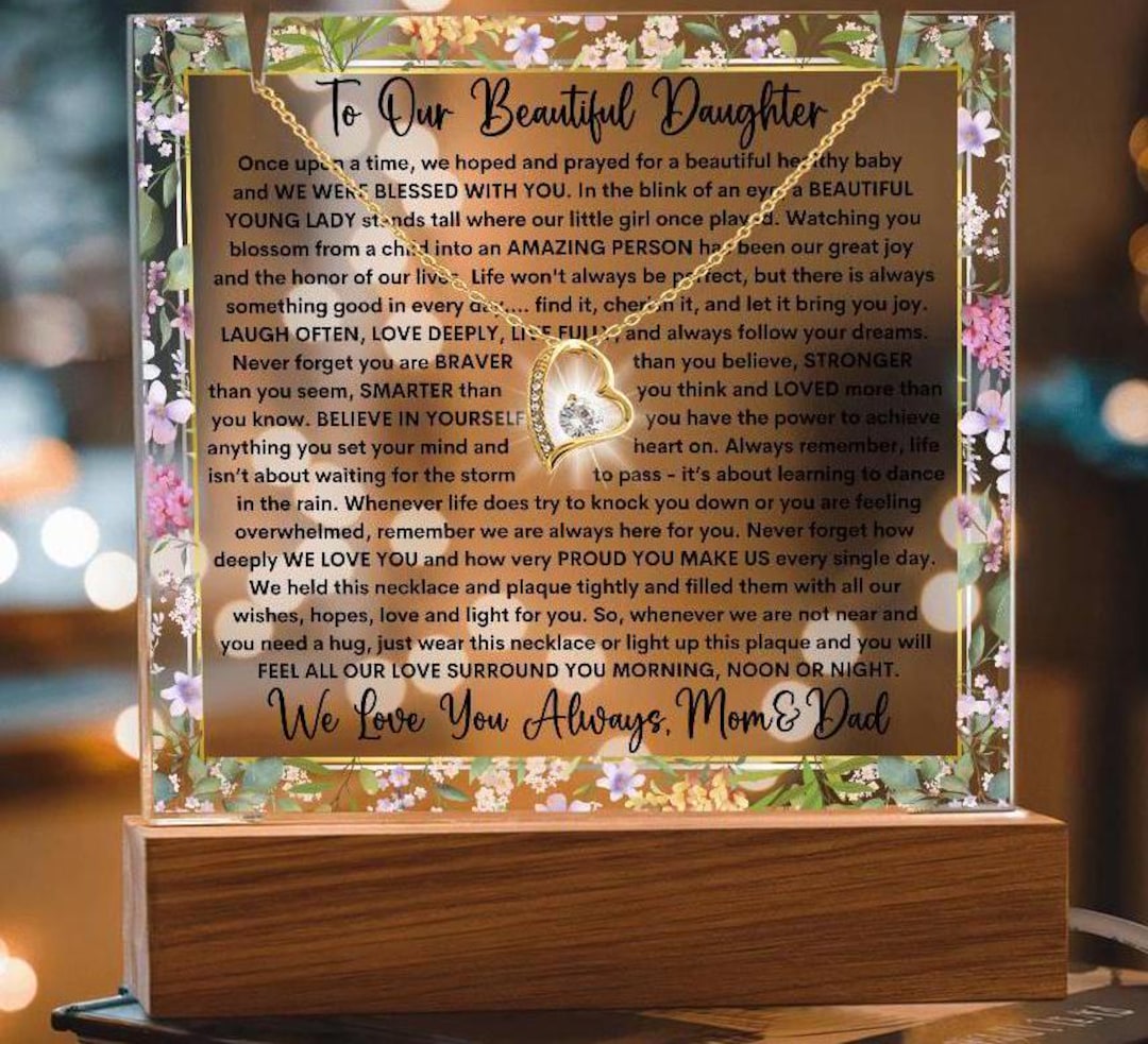 Personalized to Our Daughter Keepsake | Acrylic Plaque With Necklace ...