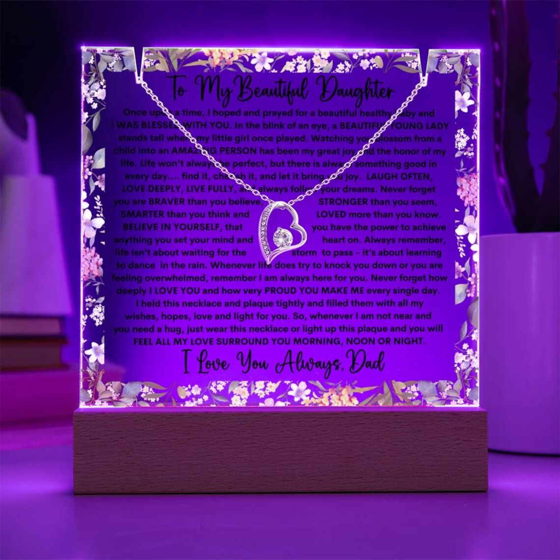 Personalized to Our Daughter Keepsake | Acrylic Plaque With Necklace ...