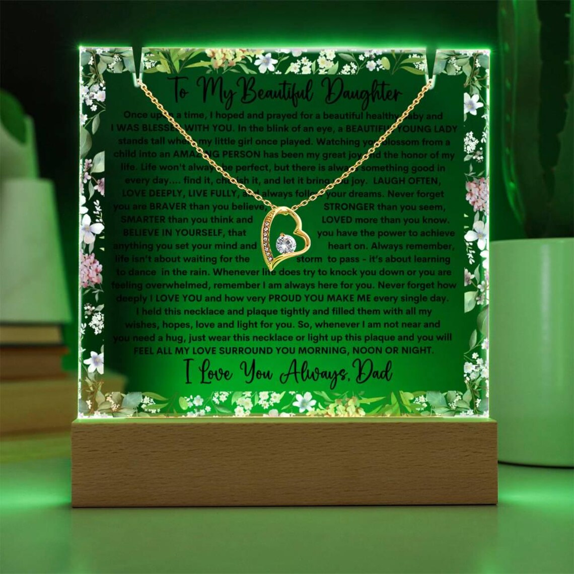 Personalized to Our Daughter Keepsake | Acrylic Plaque With Necklace ...