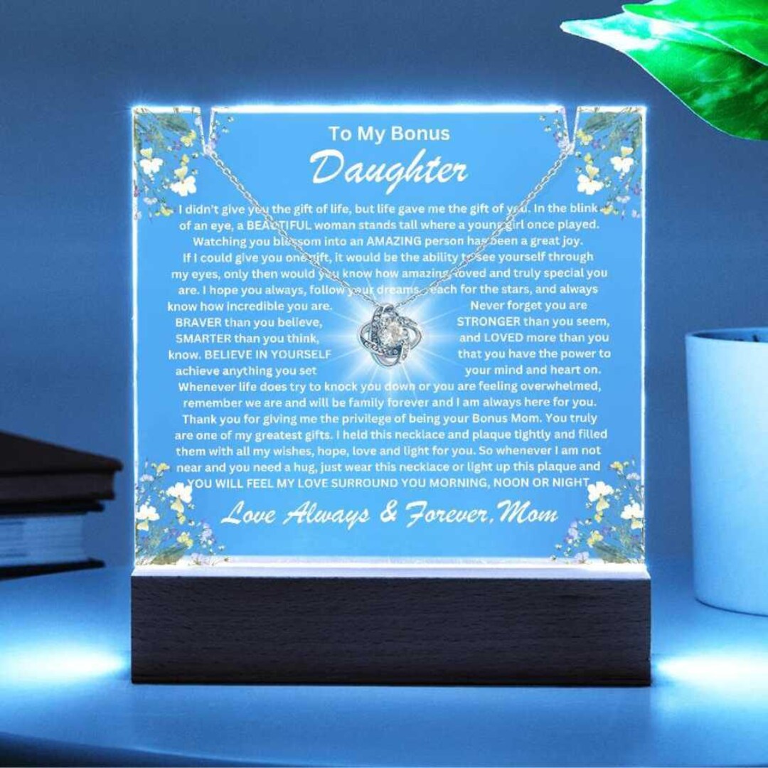 Personalized to Bonus Daughter Keepsake | Acrylic Plaque With Necklace ...