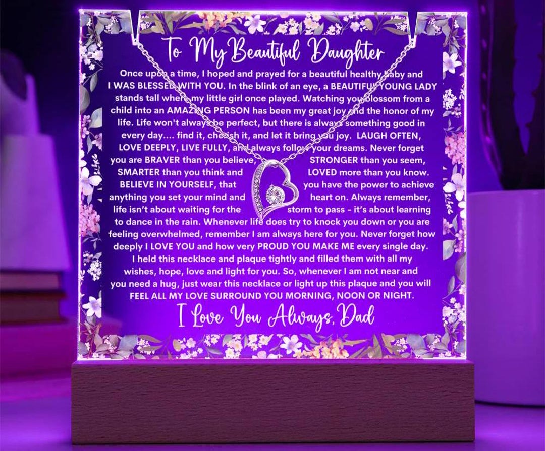 Personalized to Daughter Keepsake | Acrylic Plaque With Necklace, Gift ...