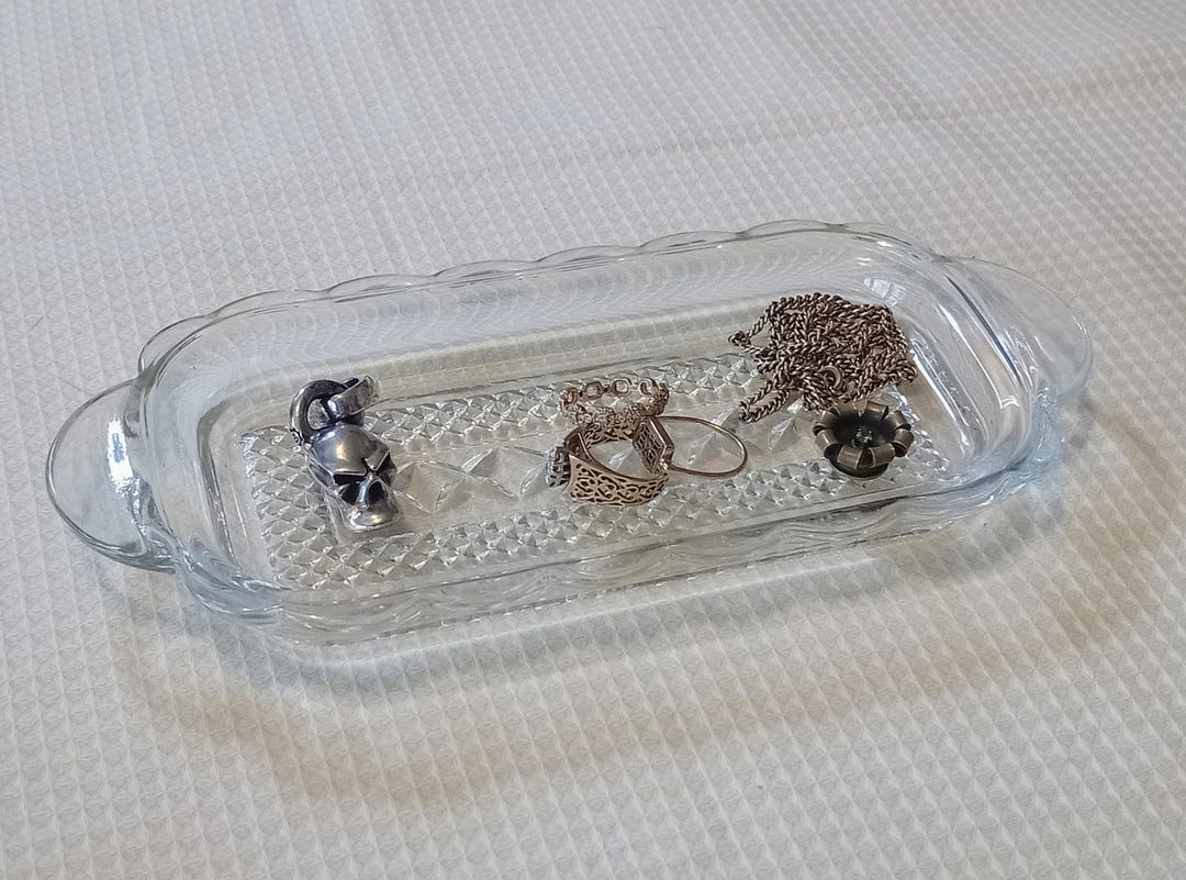 Vintage Glass Tray, Jewelry Tray, Display Tray, Glass Rectangle Tray ...