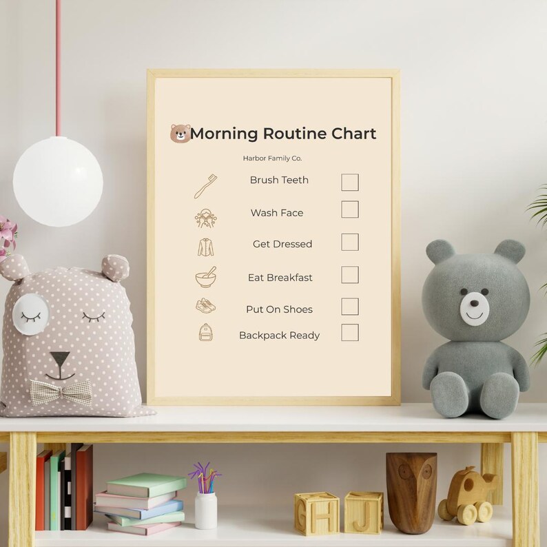 Morning Routine Chart for Toddlers & Kids | Visual Schedule Checklist ...