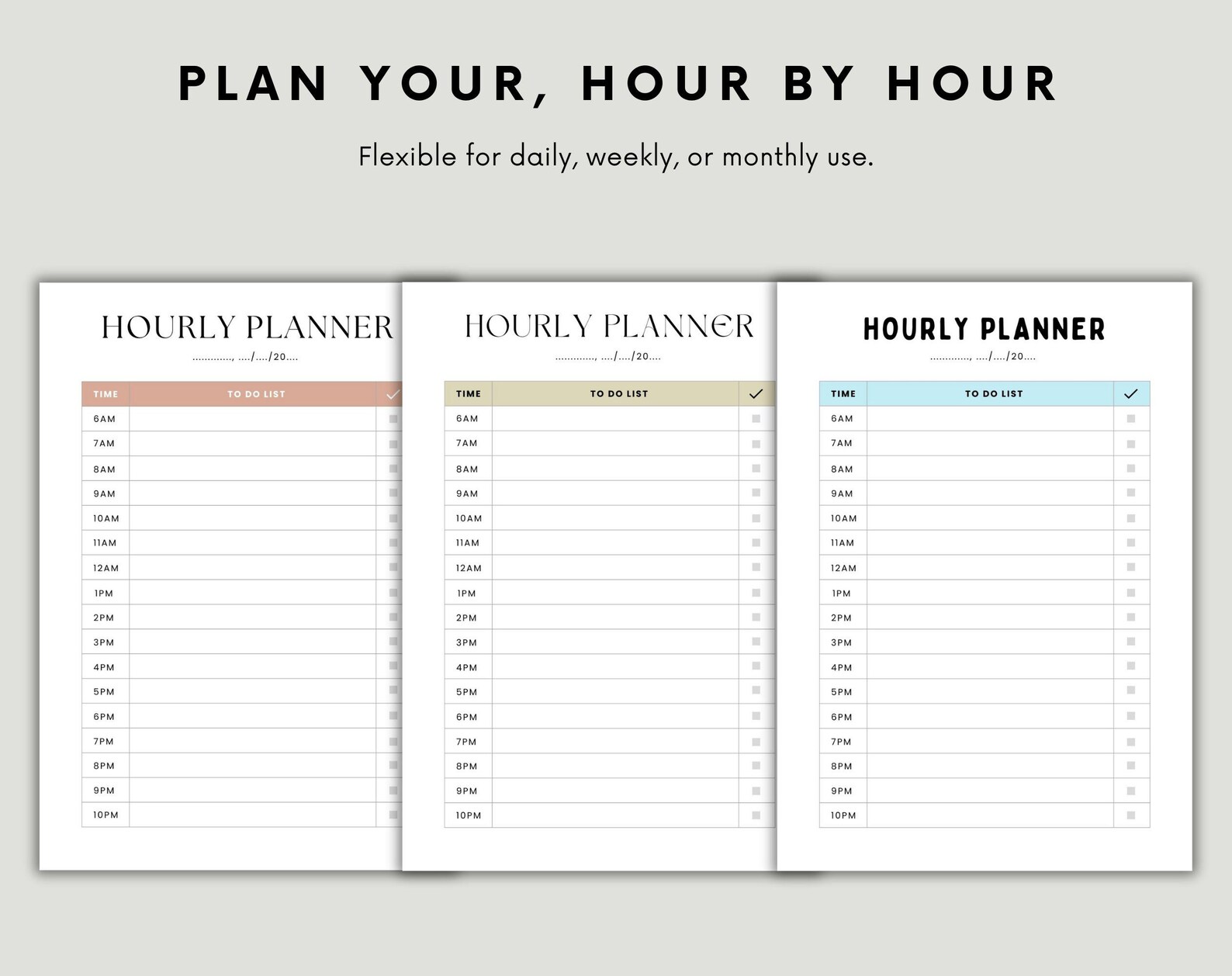 Hourly Planner, Time Tracker, Daily Agenda, Time Management, Planners ...