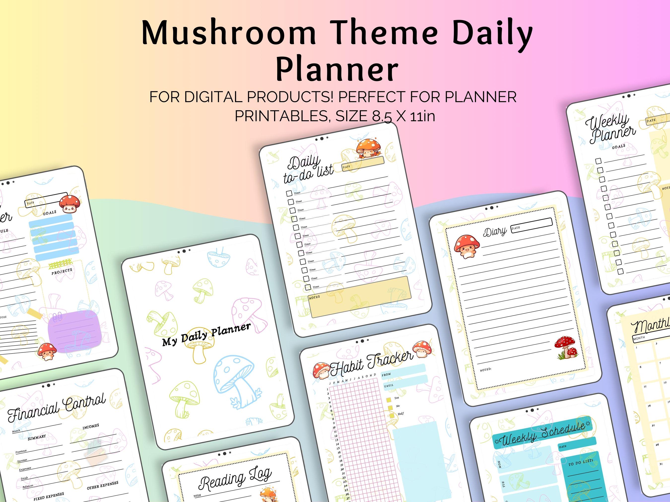 Mushroom themed Digital Planner, Daily Organization, Daily Routine ...