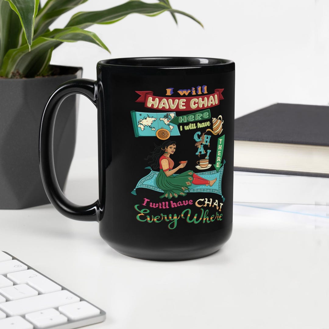 Chai Mug: Lady on Carpet Illustration, Chai Everywhere for Chai Lovers ...