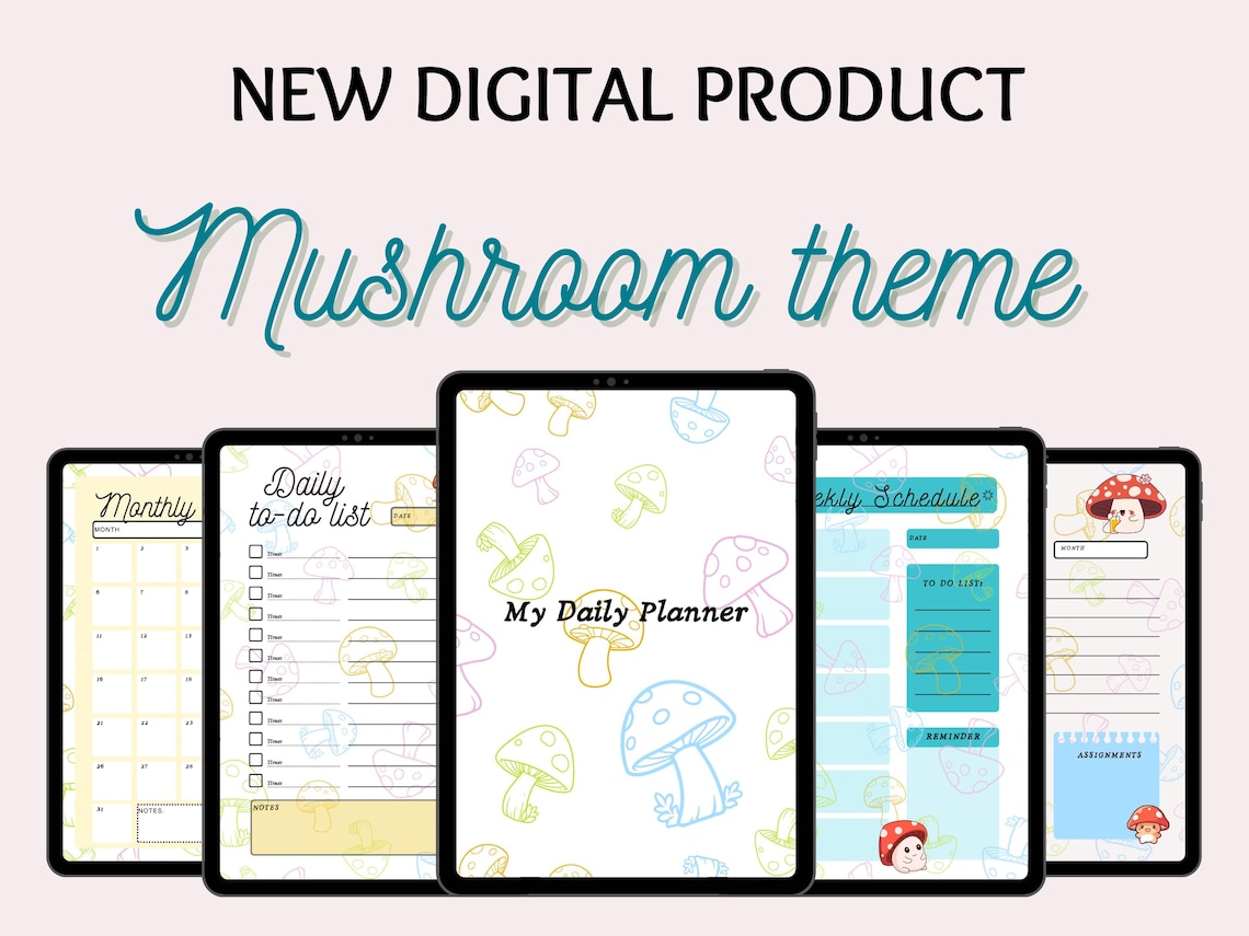 Mushroom -themed Digital Planner, Daily Organization, Daily Routine ...