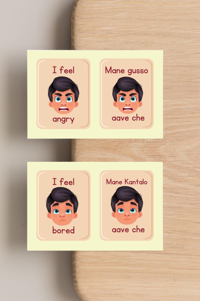 Emotions Flashcards in Gujarati & English | Feelings and Emotions ...