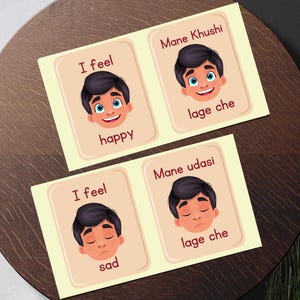 Emotions Flashcards in Gujarati & English | Feelings and Emotions ...