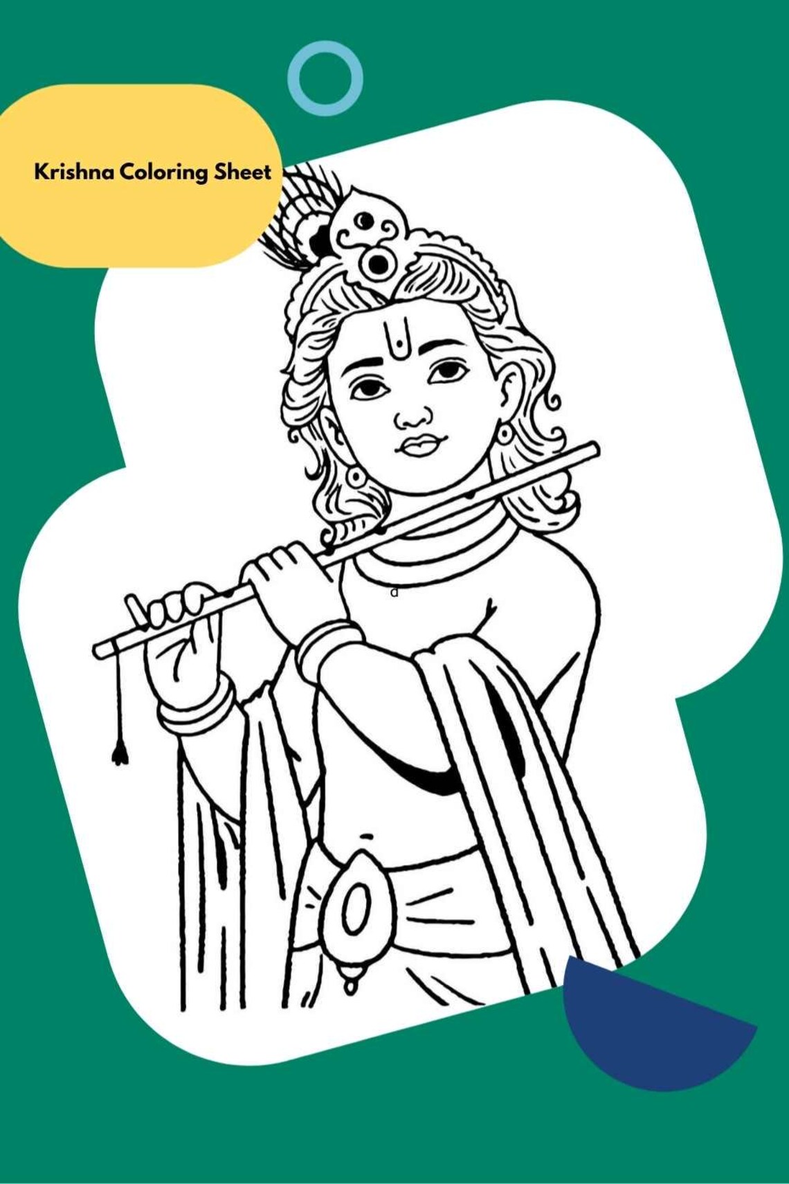 Lord Krishna Coloring Page: Janmashtami Hindu Art (digital Download) - Etsy