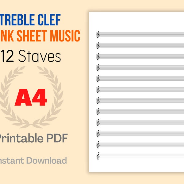 Treble Clef Blank Sheet Music - Etsy