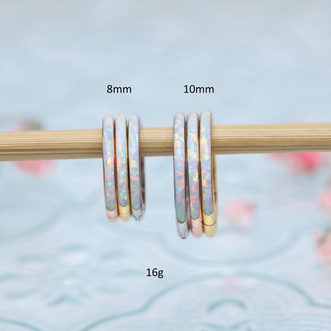 White Opal Daith Jewelry Conch Nose Hoop Piercing Jewelry - 316L ...