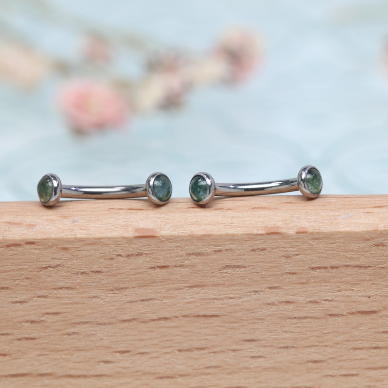 Titanium Moss Agate Rook Piercing Eyebrow Piercing Cartilage Piercing ...