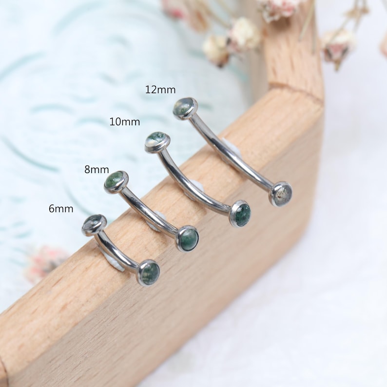 Titanium Moss Agate Rook Piercing Eyebrow Piercing Cartilage Piercing ...