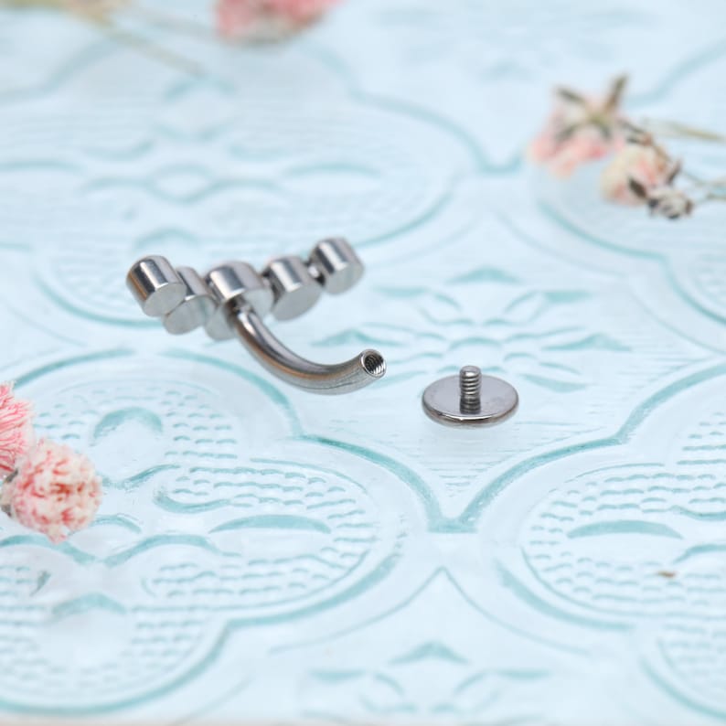 Five Round Opal/cz Belly Piercing Jewelry Internally Threaded Curved ...