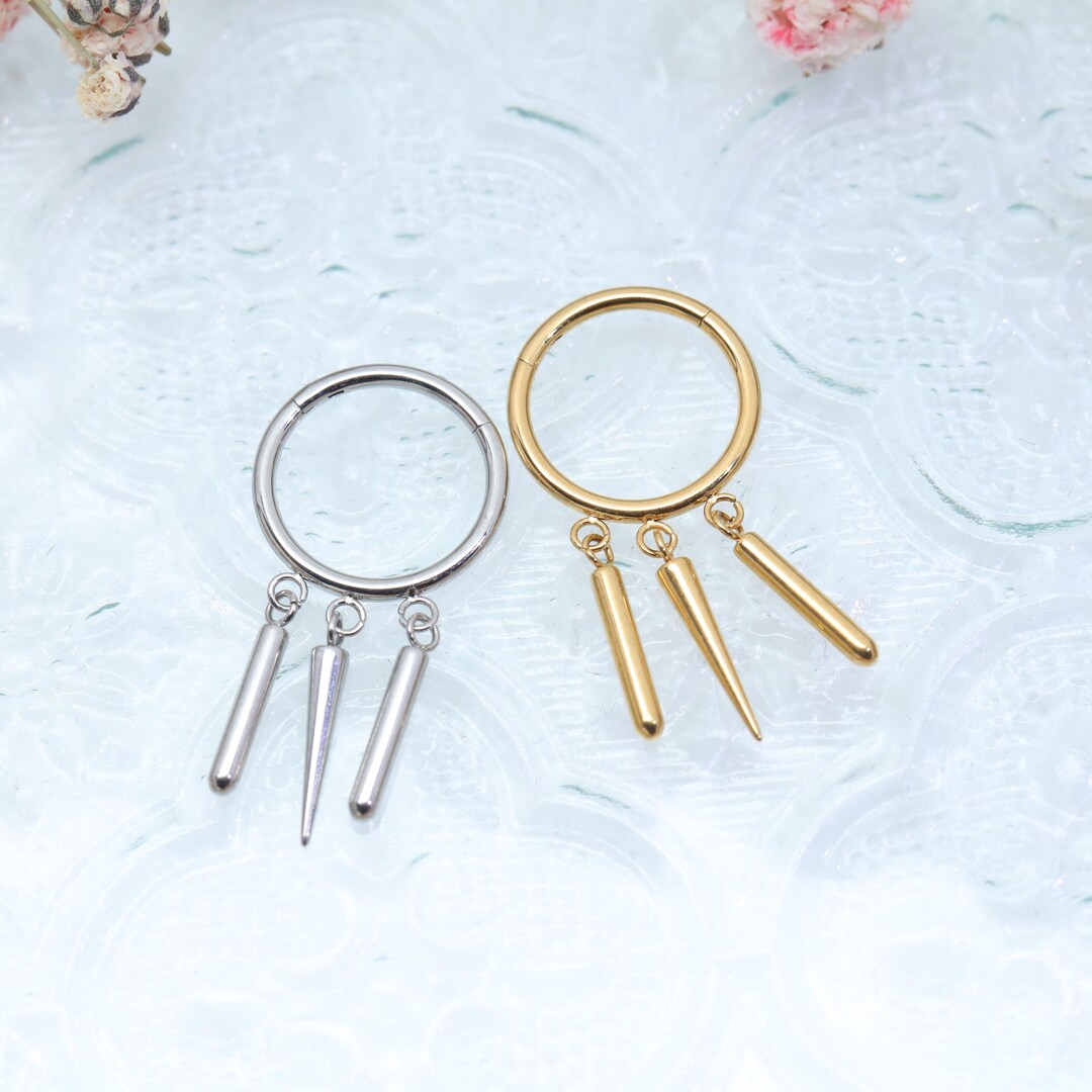 3 Long Dangle Conch Ring Hoop Surgical Steel Septum Ring Daith Rook ...