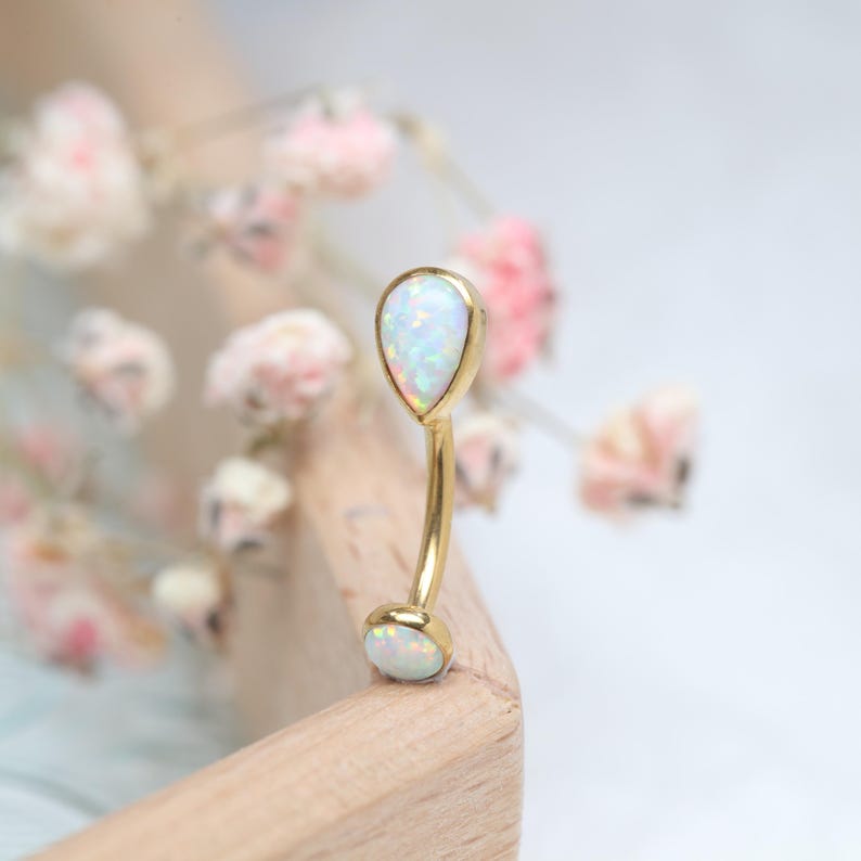 8mm Waterdrop 16G Curved Barbell Rook Helix Daith Cartilage Labret ...