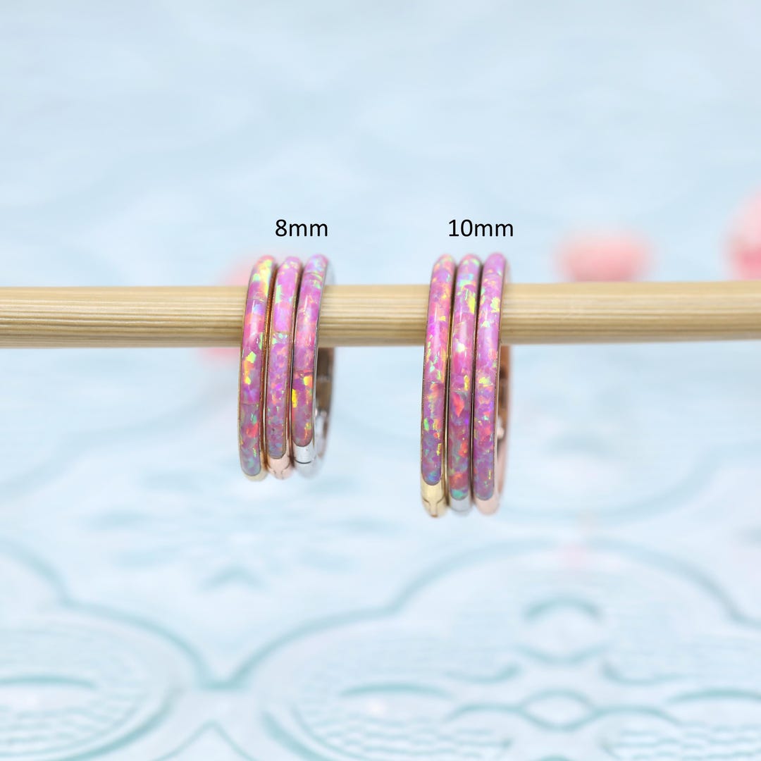 Pink Opal Daith Jewelry Conch Nose Hoop Piercing Jewelry - 316L ...