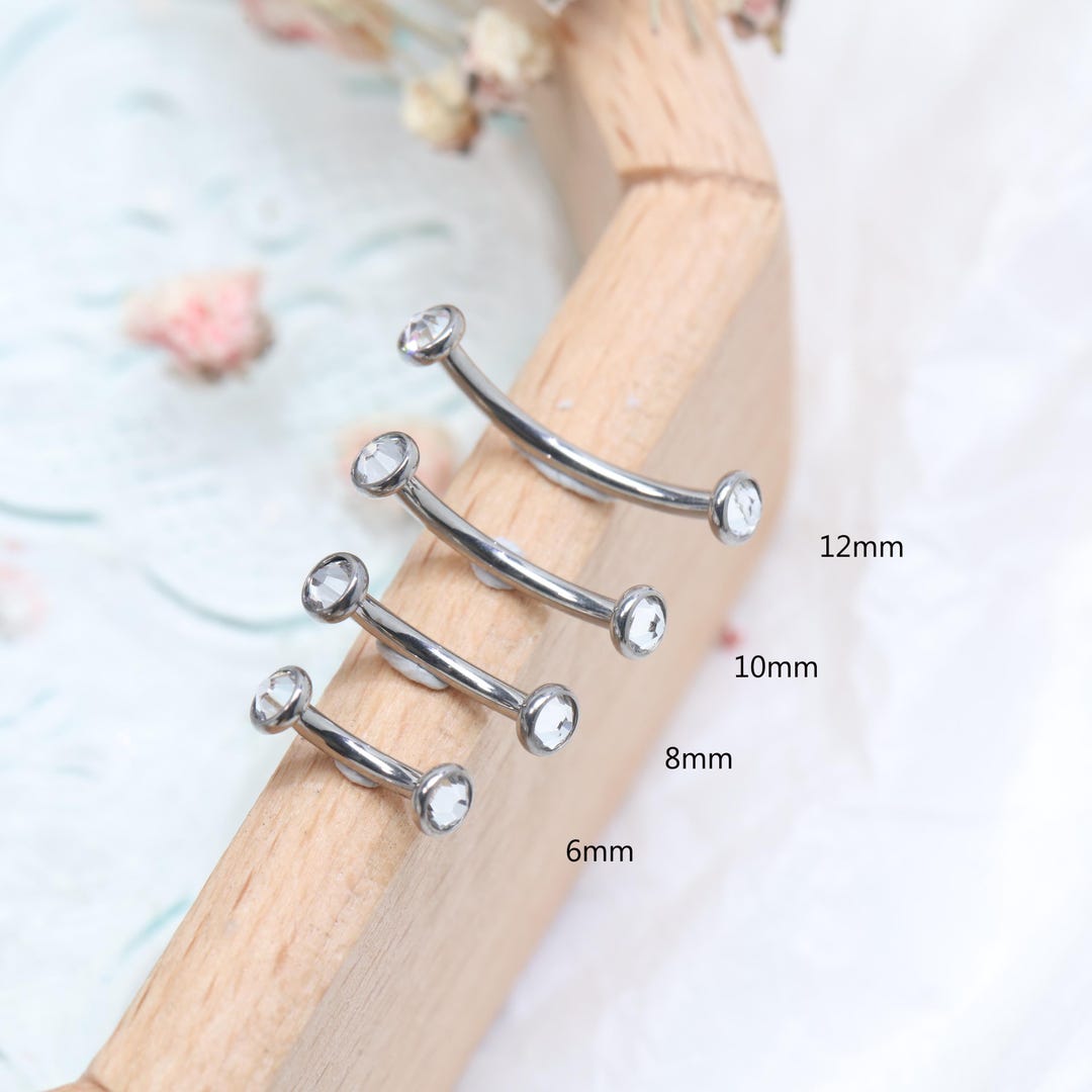 Titanium Diamond Eyebrow Piercing Cartilage Piercing Eyebrow Bar Curved ...