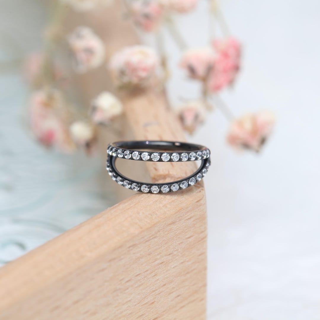 Clear CZ Double Open Stacked Nose Hoop 16g 18g 20g Nostril Hoop Septum ...