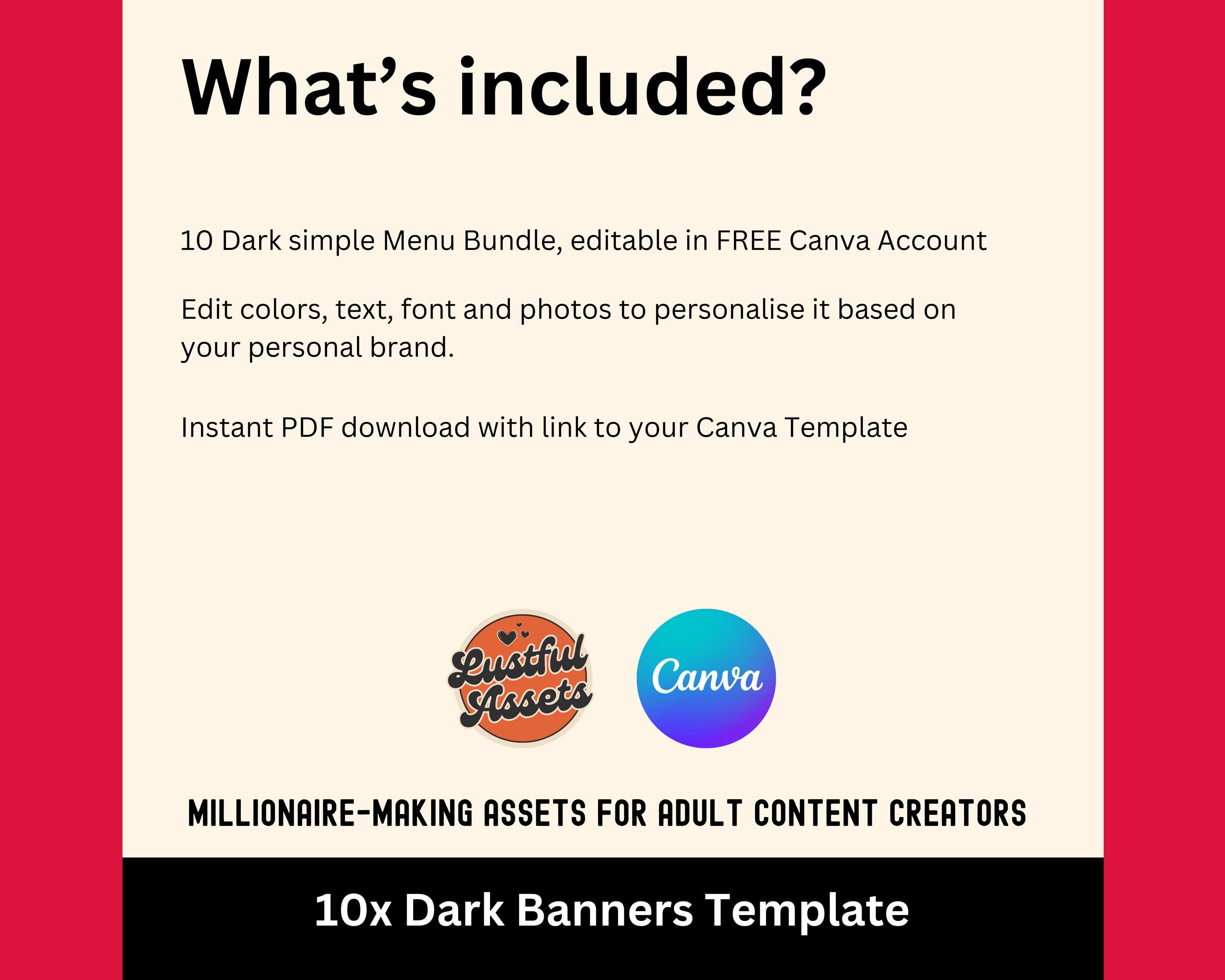 ONLYFANS Banner Bundle | Editable Canva Dark Themes Banner for Onlyfans ...