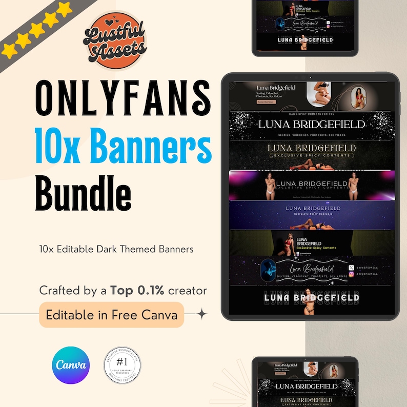 ONLYFANS Banner Bundle | Editable Canva Dark Themes Banner for Onlyfans ...