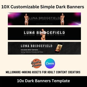 ONLYFANS Banner Bundle | Editable Canva Dark Themes Banner for Onlyfans ...