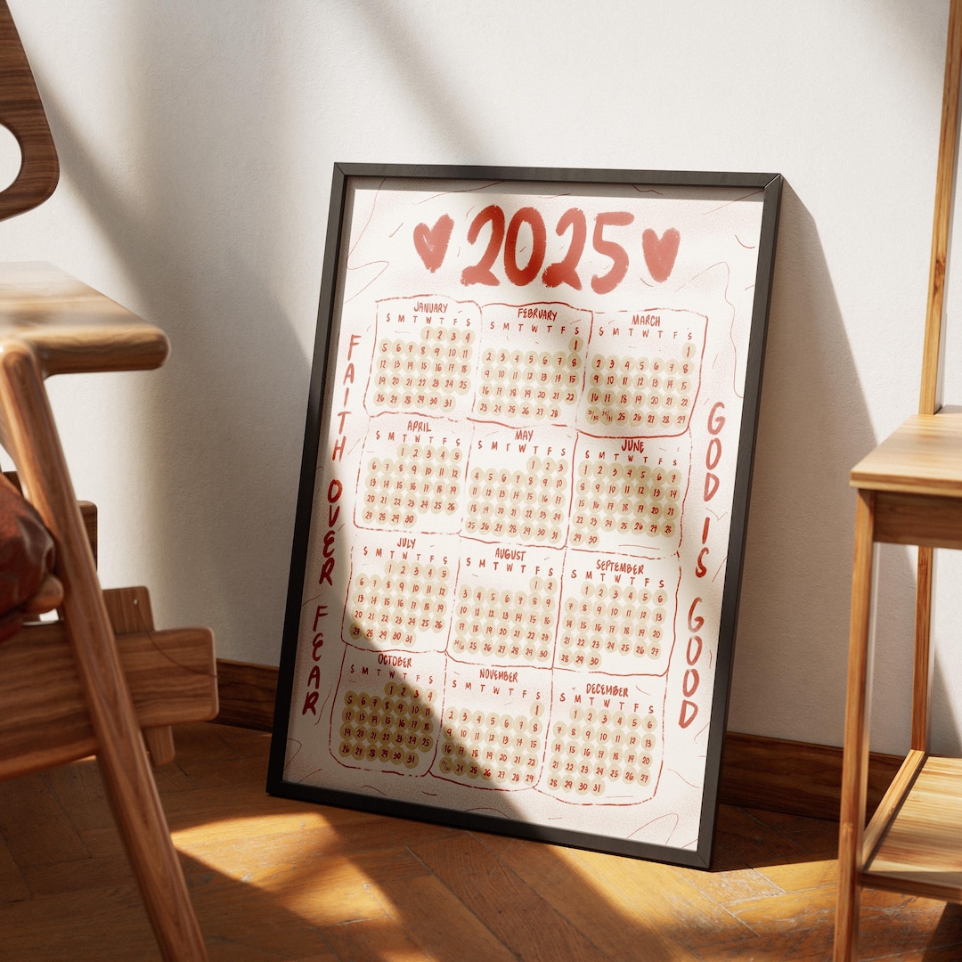 2025 Handwritten Christian Calendar Aesthetic Wall Art, God is Good ...