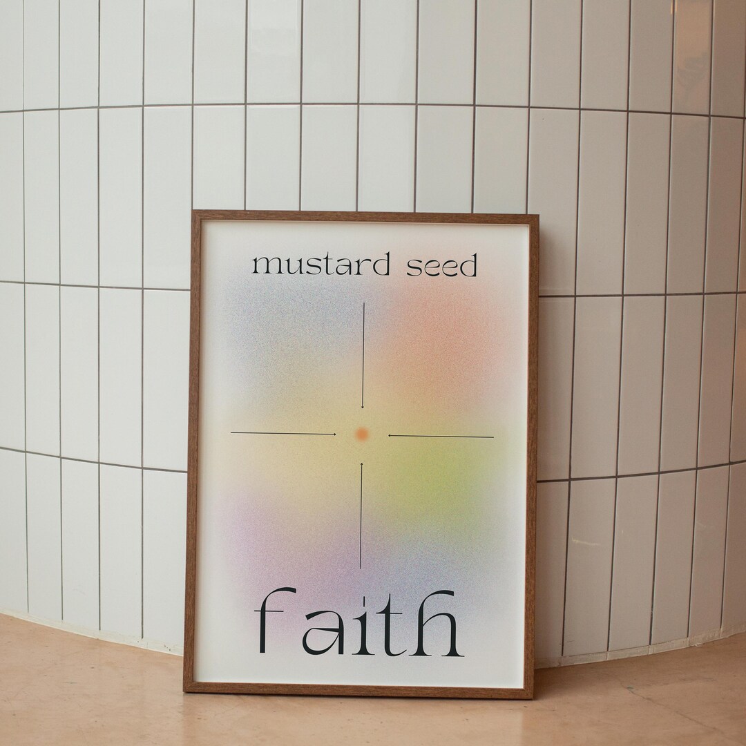 Mustard Seed Faith Modern Gradient Christian Wall Art, Minimalist Faith ...