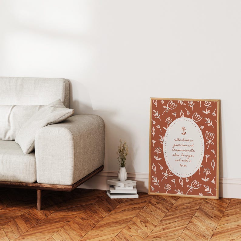 Psalm 145:8 the Lord is Gracious Vintage Brown Christian Wall Art ...