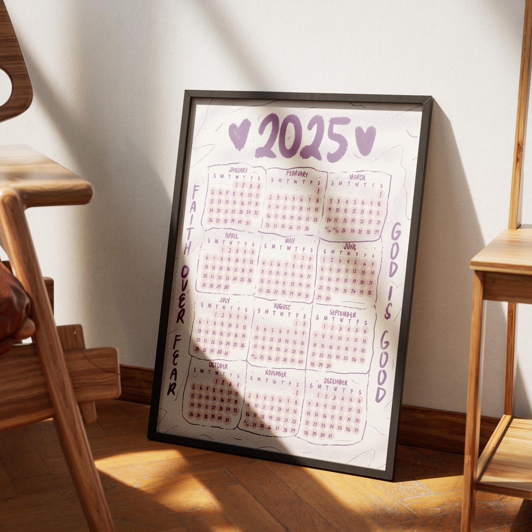 2025 Handwritten Christian Calendar Aesthetic Wall Art, God is Good ...