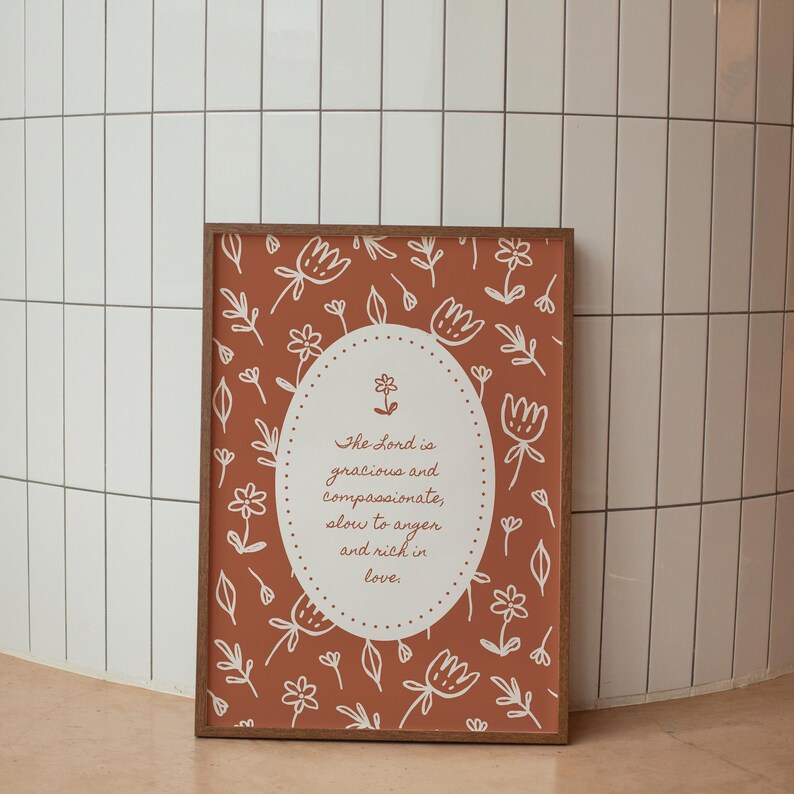 Psalm 145:8 the Lord is Gracious Vintage Brown Christian Wall Art ...