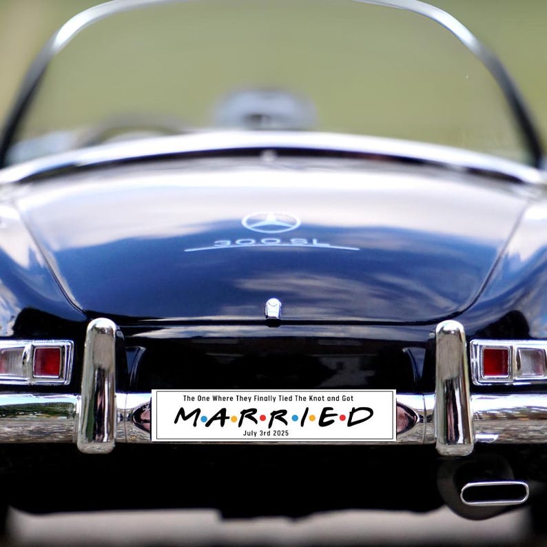 Friends Wedding License Plate Canva Template | Personalized Car Plate ...