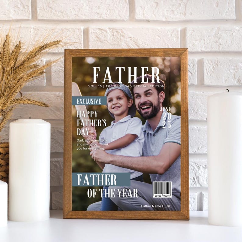 Personalized Father's Day Magazine Cover Template: Unique Dad Gift ...
