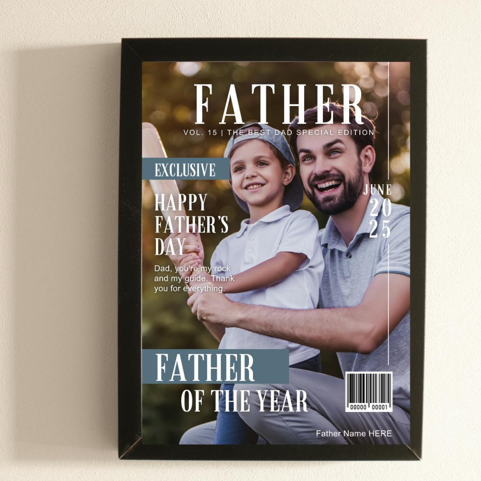 Personalized Father's Day Magazine Cover Template: Unique Dad Gift ...