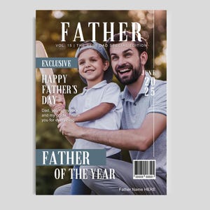 Personalized Father's Day Magazine Cover Template: Unique Dad Gift ...