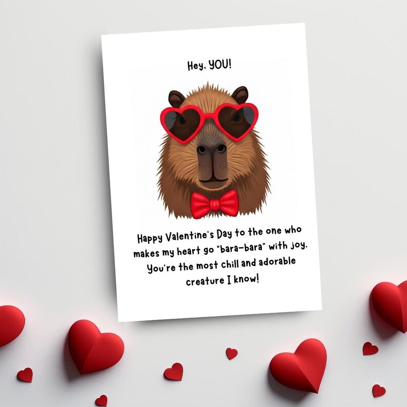 Cool Capybara Printable Valentine's Day Card/capybara PNG Digital File ...