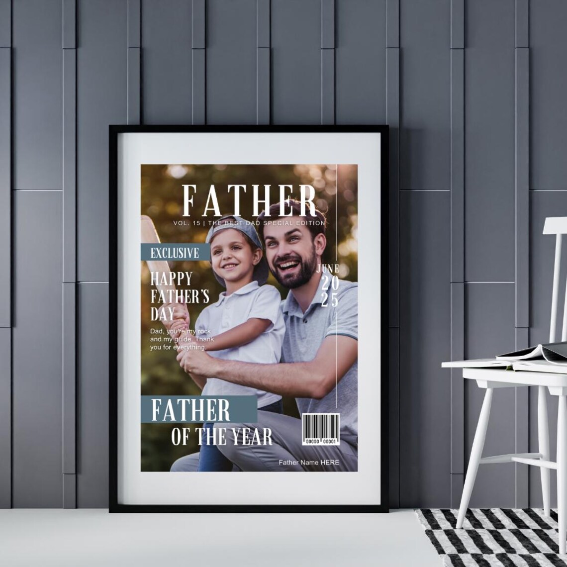 Personalized Father's Day Magazine Cover Template: Unique Dad Gift ...