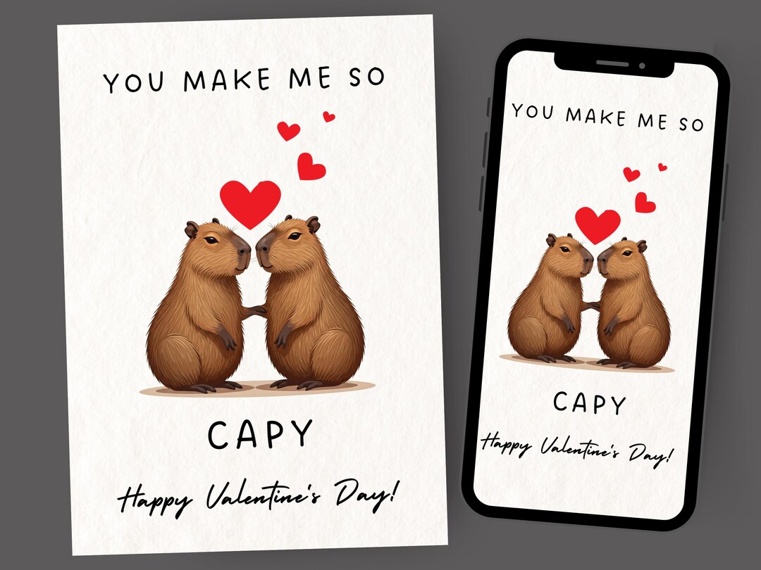 Adorable Capybara Valentine's Day Card (printable or Digital) - Etsy