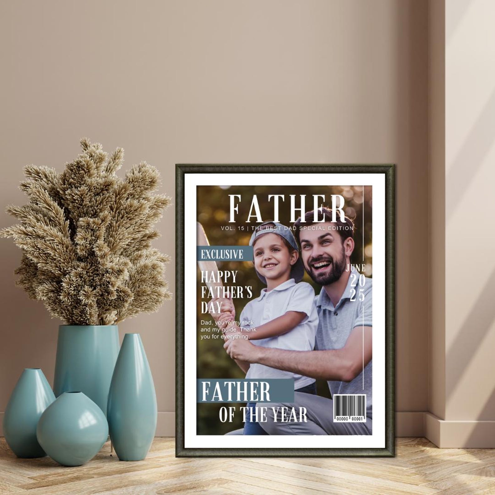 Personalized Father's Day Magazine Cover Template: Unique Dad Gift ...