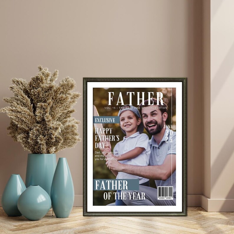 Personalized Father's Day Magazine Cover Template: Unique Dad Gift ...