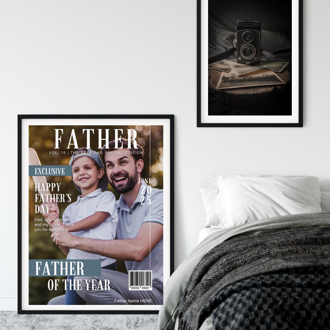 Personalized Father's Day Magazine Cover Template: Unique Dad Gift ...