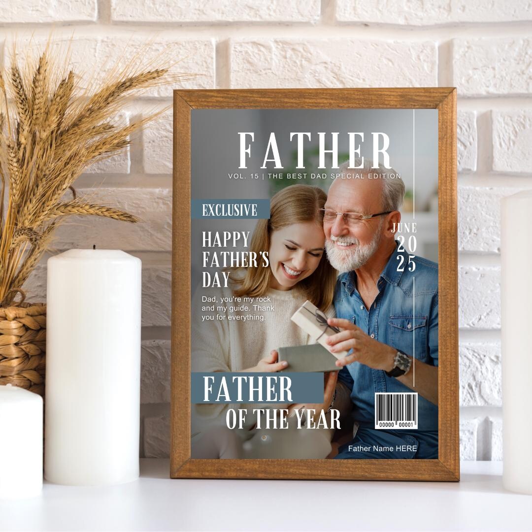 Personalized Father's Day Magazine Cover Template (canva Digital ...