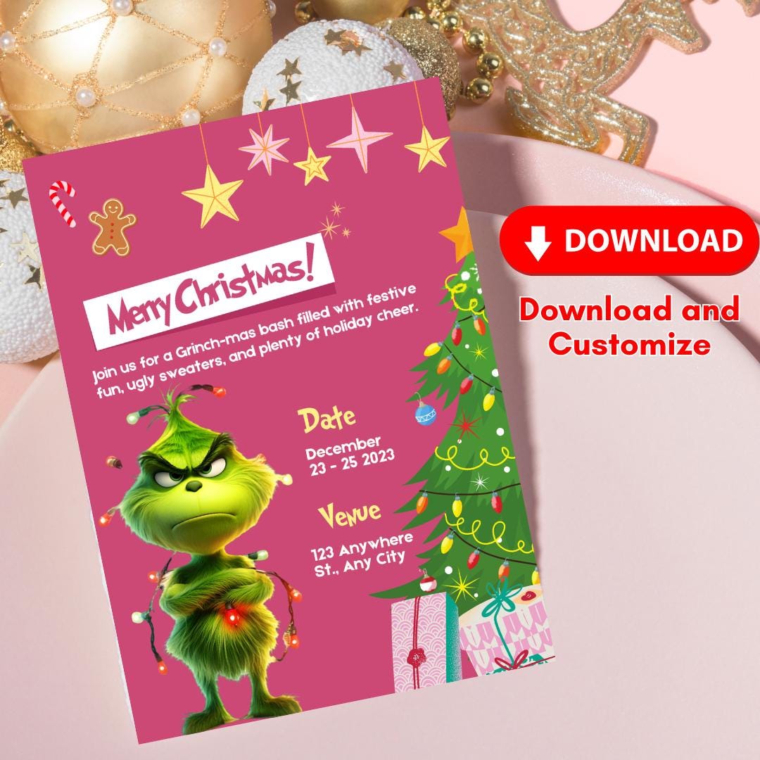 Digital Template Christmas Grinch Party Invitation - Etsy