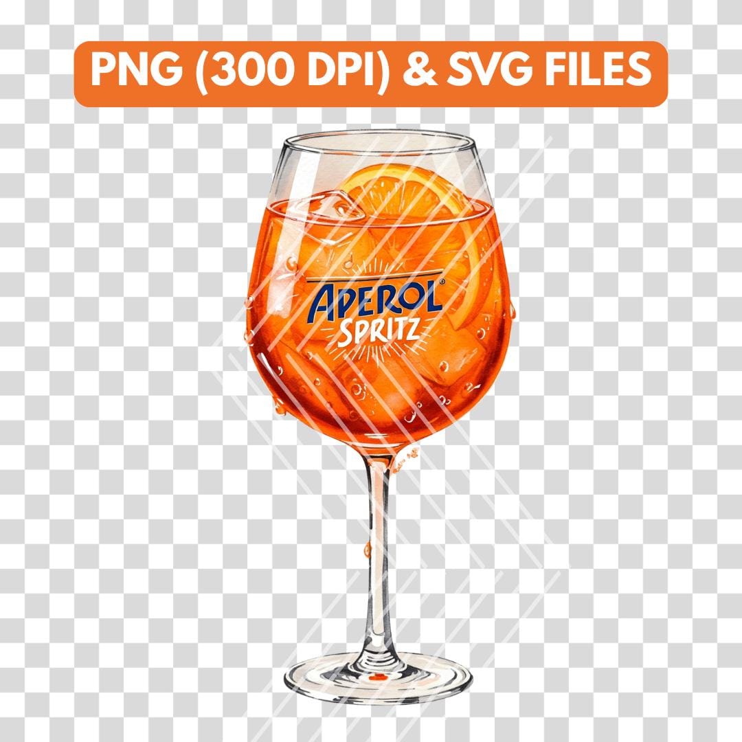 Aperol Spritz Illustration: Cocktail Graphic (PNG, SVG Digital Download ...