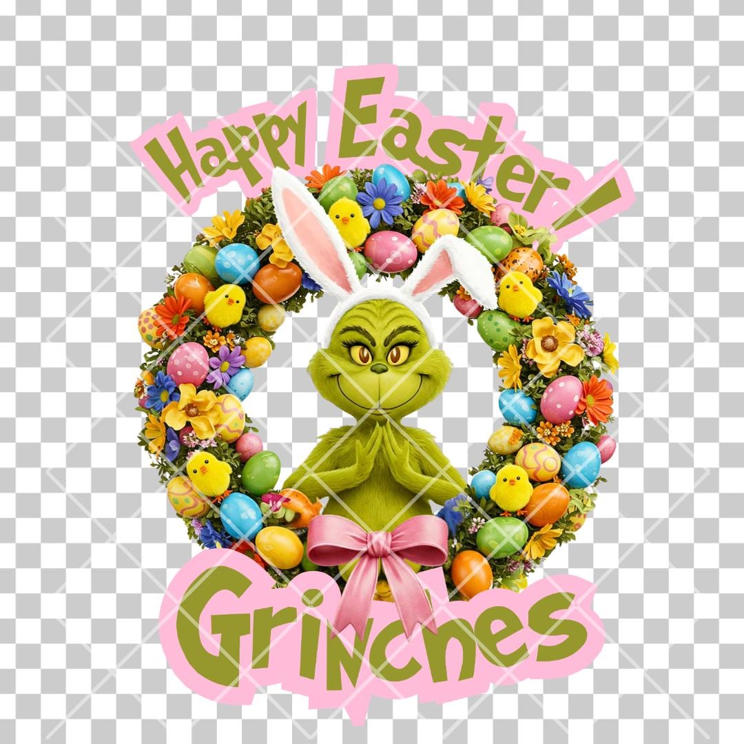 Grinch Easter Wreath SVG: Bunny Ears, Floral Design (digital Download ...