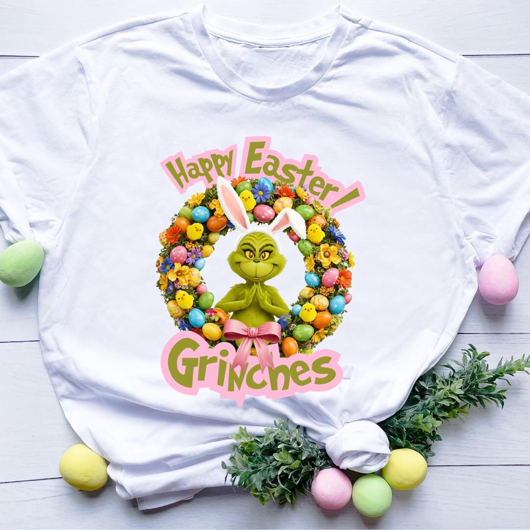 Happy Easter Grinches SVG PNG, Grinch Easter Wreath, Bunny Ears, Floral ...