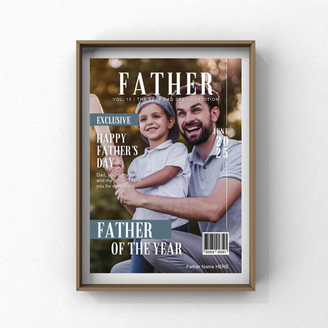 Personalized Father's Day Magazine Cover Template: Unique Dad Gift ...