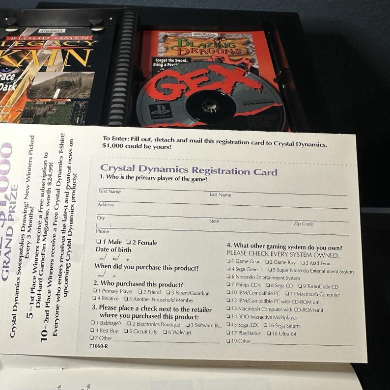 GEX (1996 Sony Playstation 1) PS1 Long Box Complete / CIB W/ Reg Card ...